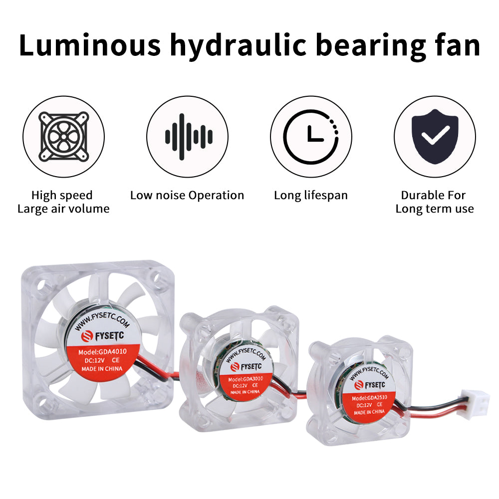 Luminous hydraulic bearing fan 12V/24V 2510/3010/4010 LED Light Silent ...