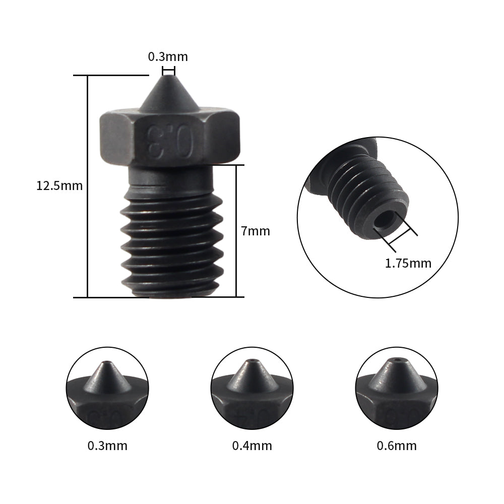 FYSETC E3D V6 High Quality Hardened Steel Nozzle 0.3/0.4/0.6mm size No ...