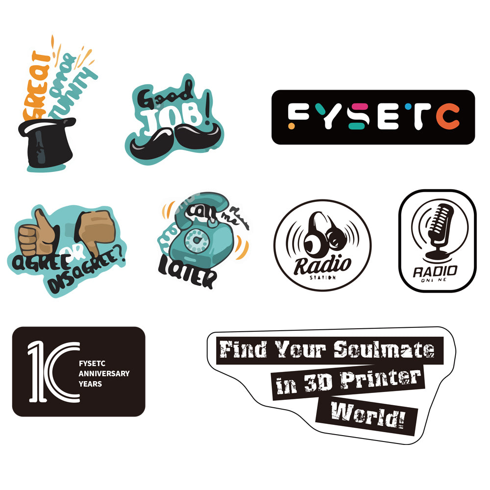 FYSETC 10th Anniversary Commemorative Stickers Various Styles Funny St ...