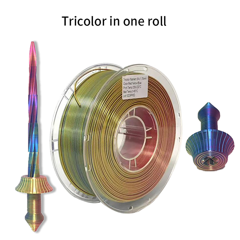 1kg/Spool 1.75mm Silk PLA Filament Smooth Shine Mulit Colorful Tri-Col ...