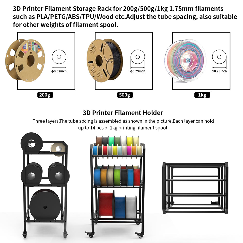 3D Printer Filament Storage Rack Wide Rolling Filament Spool Holders R ...