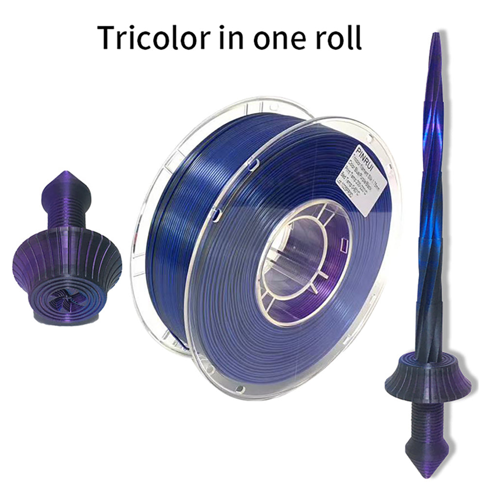 1kg/Spool 1.75mm Silk PLA Filament Smooth Shine Mulit Colorful Tri-Col ...