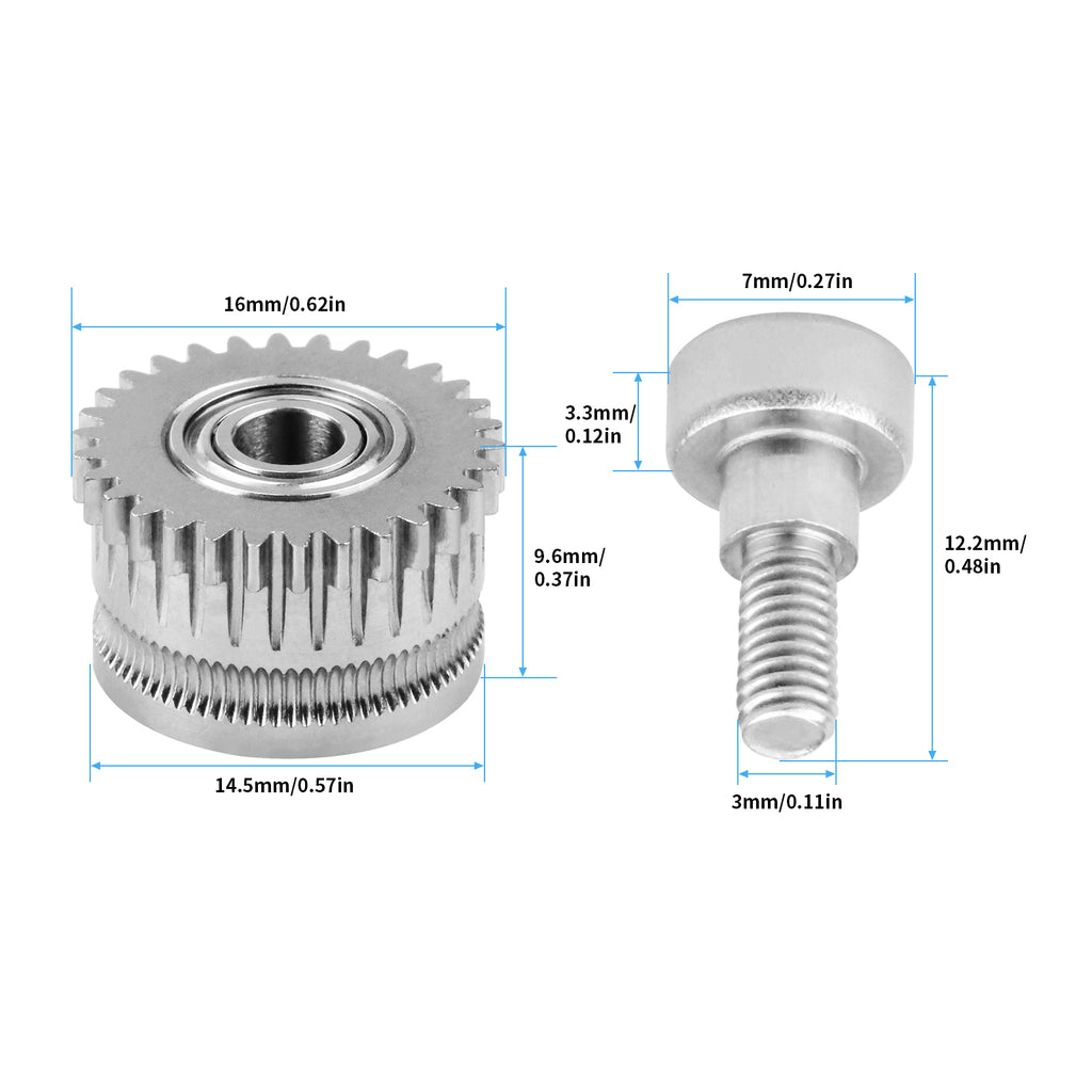 FYSETC All Metal Filament Drive Gear Nickel-plated High Hardness And D