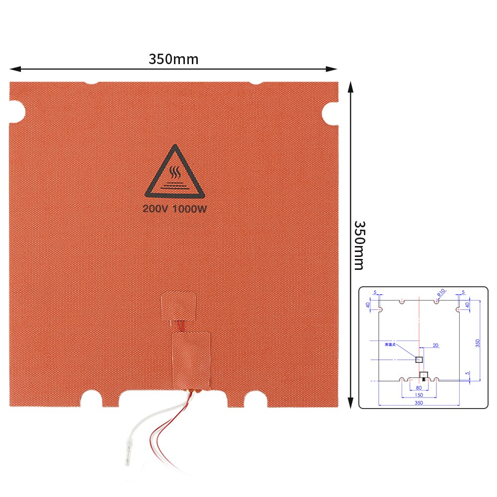 FYSETC 300*300 350*350mm Perforated Silicone Heated Bed Heating Pad 2